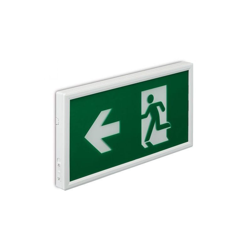 Emergency Exit Box Label Left Collingwood | Downlights.co.uk