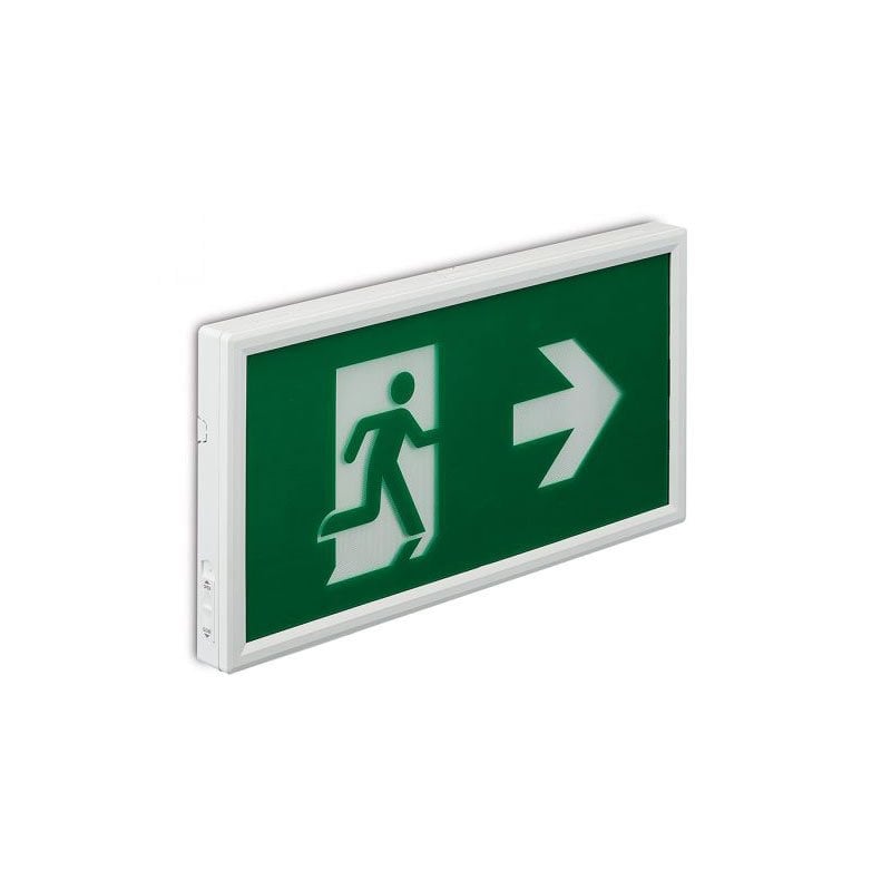 Emergency Exit Box Label Right Collingwood | Downlights.co.uk